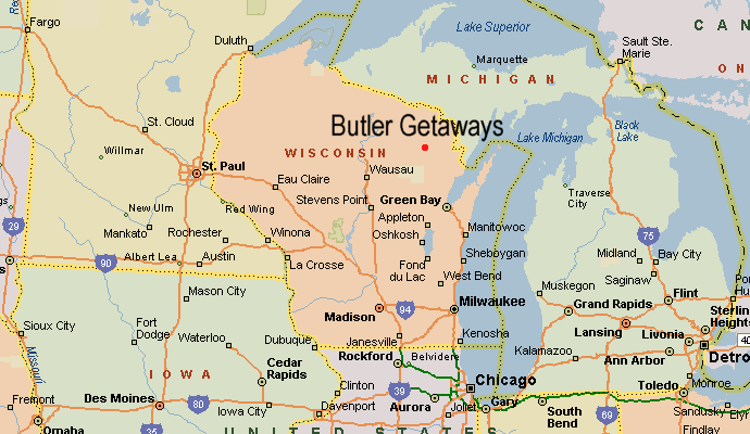 Wisconsin Vacation Cottage Rentals, Directions to Butler Getaways