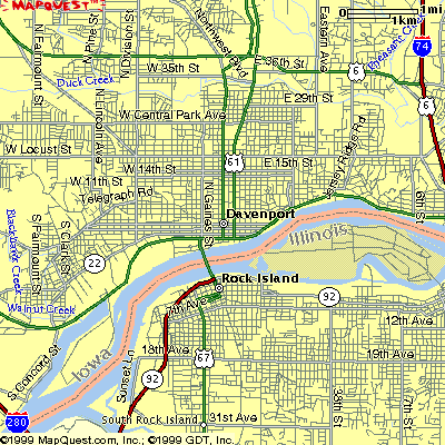 Davenport Iowa USA Area Map