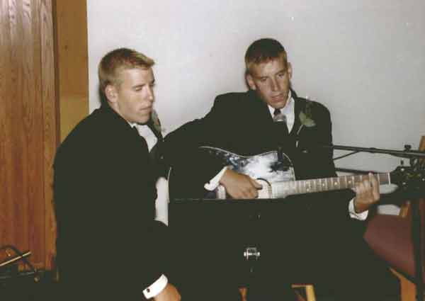 My sisters wedding in 2000. Karl (on Guitar) and David singing "Be thou ...
