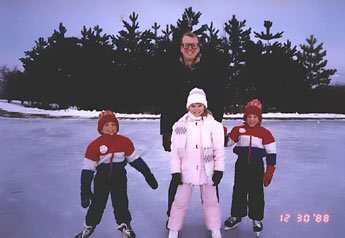 12/30/1988 Dad, Heidi, David, Karl Ice Skating at Garner Park in Madison