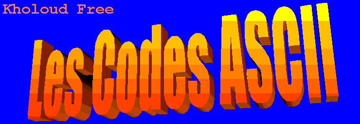 Codes ASCII - touche ALT enfoncée