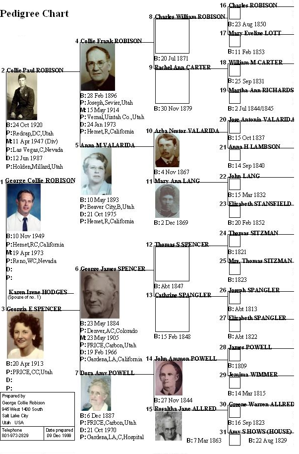 Ancestors of George Collie Robison