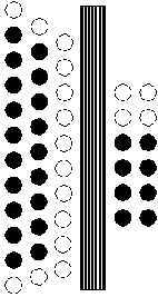 Keyboard layouts for 2, 2+, and 3 row Melodeons