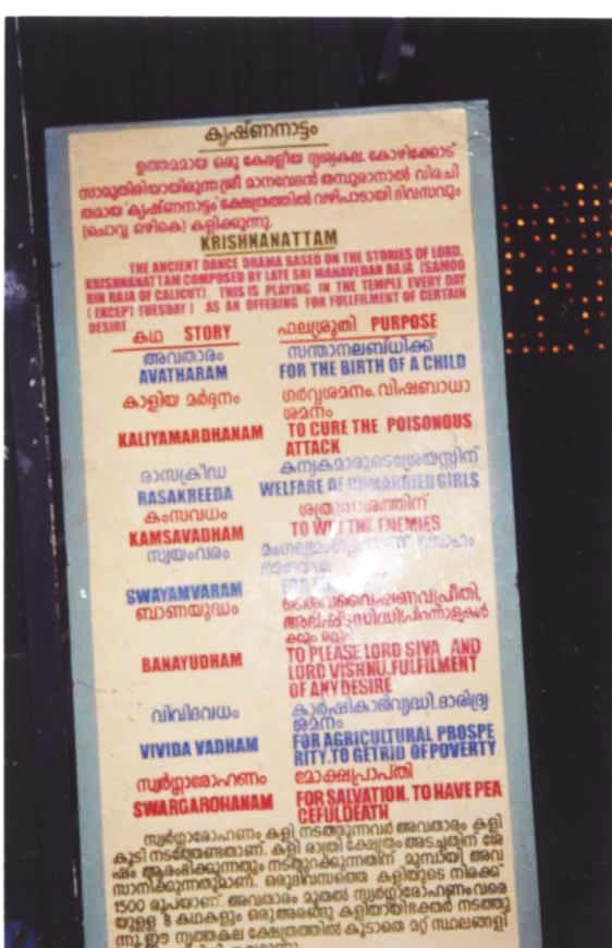The board at Guruvayur Temple