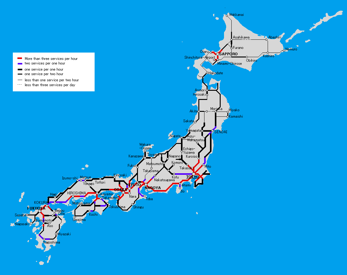 J-Rail/Frequency Map of Local Trains