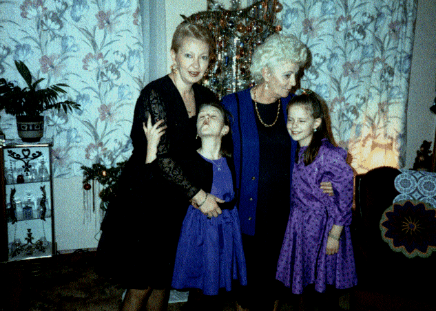 This is Mum me and Anna who is with me and Marianne who is with Mum ...