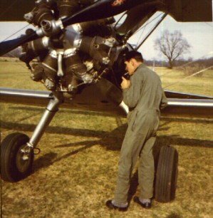 Charlie pre-flighting the PT-17
