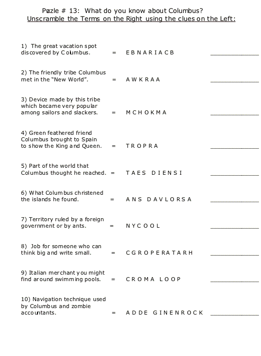 Andy's American History Worksheets