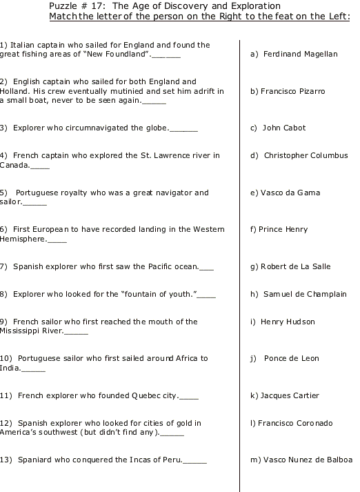 Andy's American History Worksheets