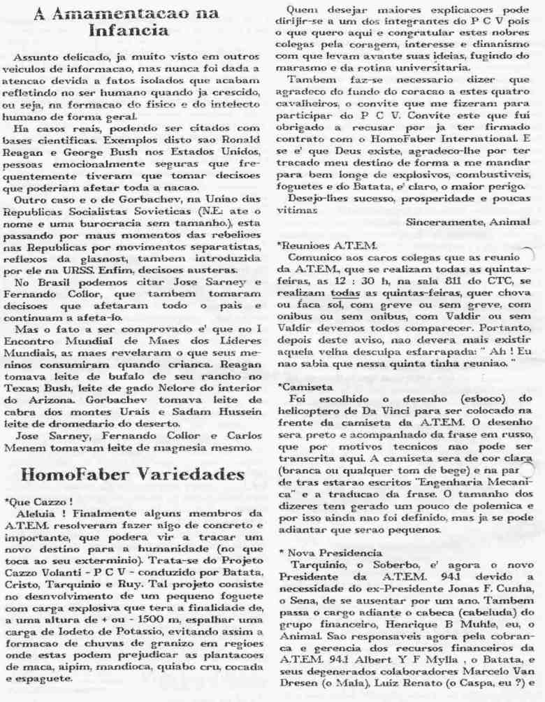 UFSC - Eng Mecânica Turmas de 1995 - CREDITOS