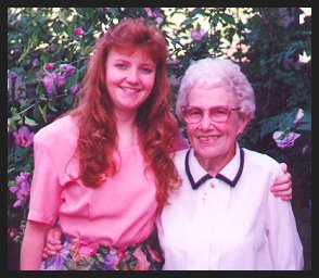 Jill is pictured above with her grandmother, Catherine and at right ...