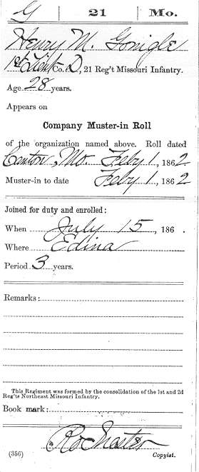 Henry McGonigle Muster Cards Page 1