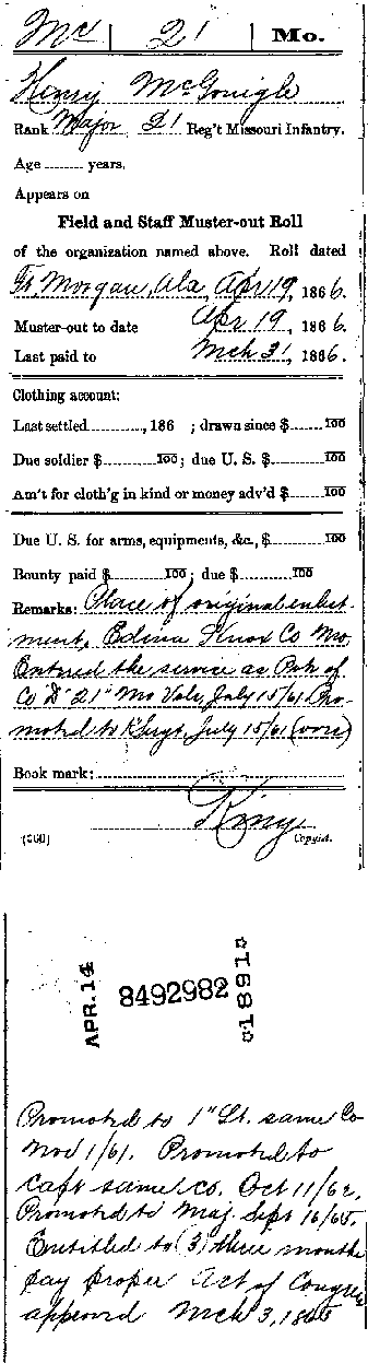 Henry McGonigle Muster Cards Page 3