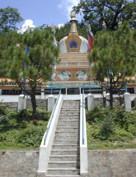 A painted chorten at the base of Swayambu