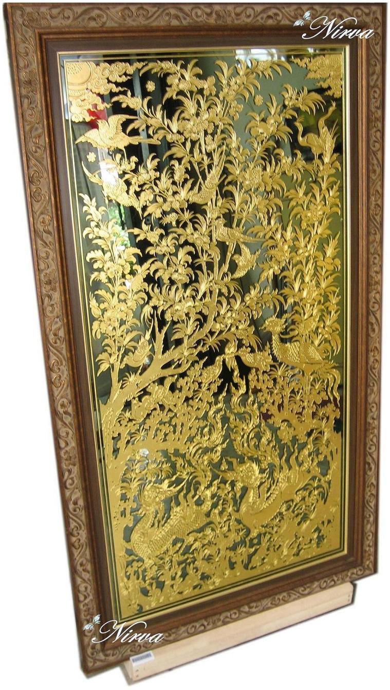 Thai Carved & Primed Mirror - Thai Art Style in Rattanakosin Era