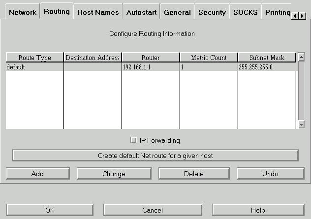 selectthe "ROUTING" tab (See ROUTE.JPG) and press the "ADD"button.