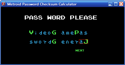 Video Game Password Generators — Metroid