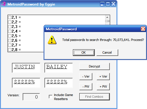 Video Game Password Generators — Metroid