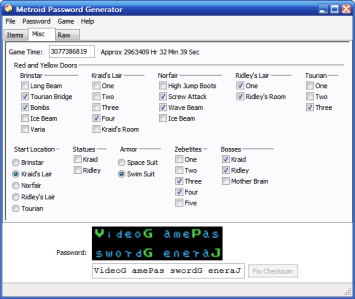 Video Game Password Generators — Metroid