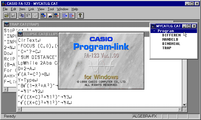 FA-123: Casio graphic calculator - PC data communication software
