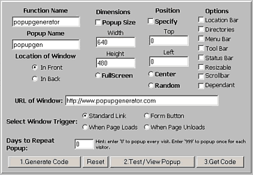 Teknik Membuat popup dengan software popup generator