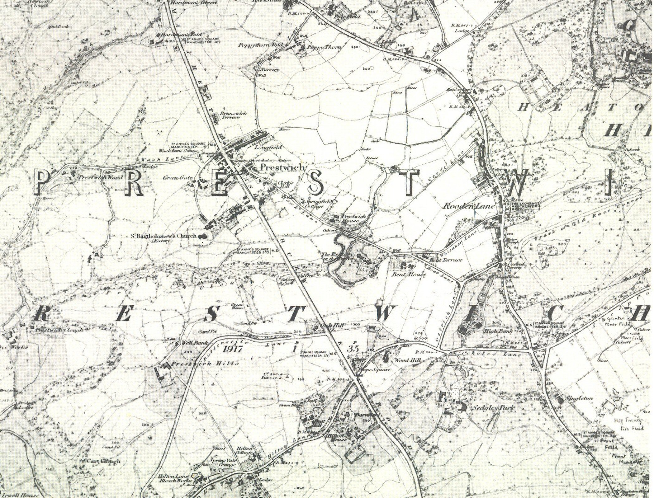 Prestwich - 1846 OS map