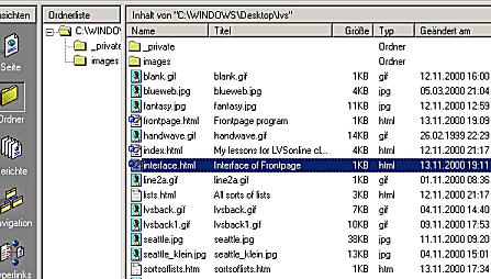 Interface of Frontpage