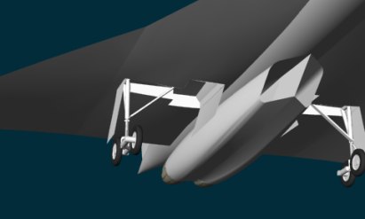 Another view, showing the engine pod and main gear.