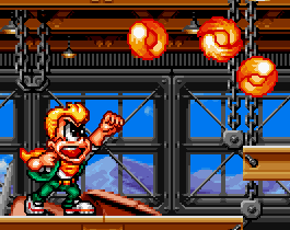 You throw fireballs that arc and land on the ground. They create small ...
