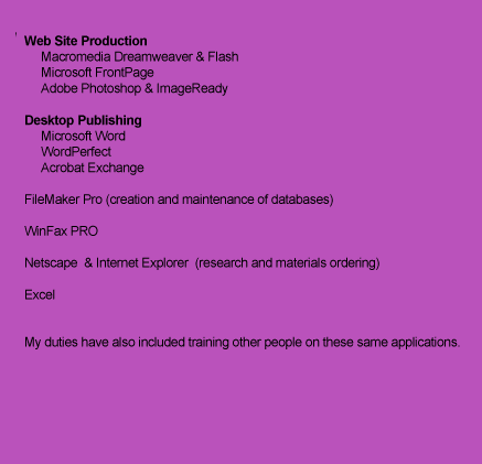 Robert W. Schug ~ Computer Experience