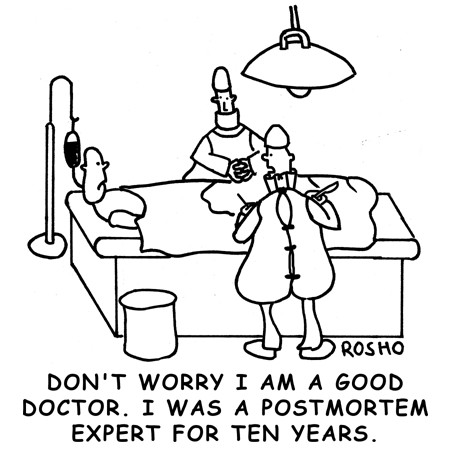 Safety Cartoons By Cartoonist Rosho : Medical Cartoon ID: postmortem