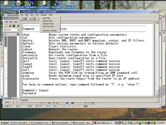 SpeedStream 5660 HyperTerminal Login