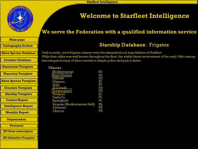 Starship Database - Frigates