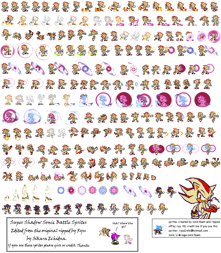 Super Shadow The Hedgehog Sprites