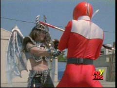 Red Ranger (Wes) battles Vypra