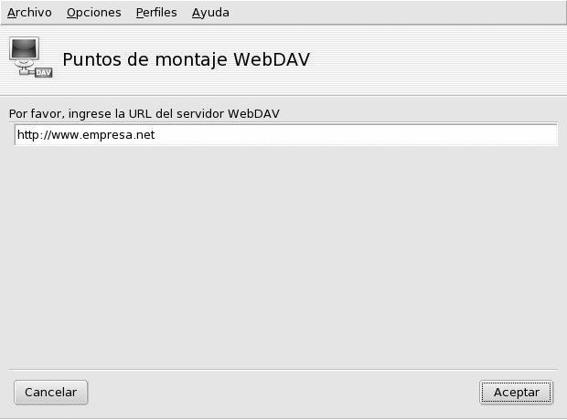 Configurando los puntos de montaje WebDAV