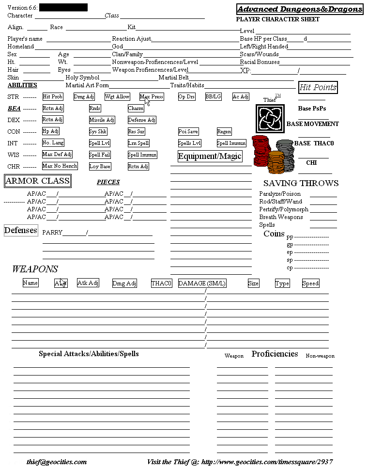 Character Sheets