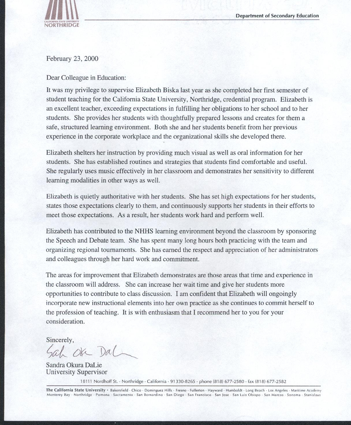 Education Documents for Elizabeth Biska