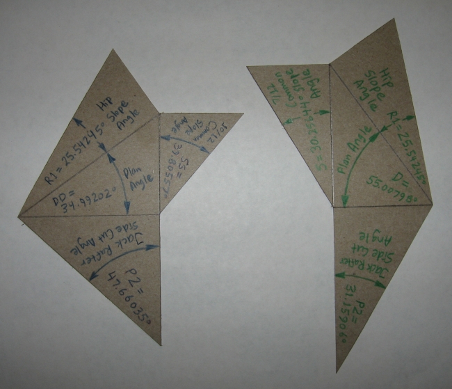 Images of Tetrahedra extracted from the Post Type 3D Model of the Hip Rafter Side Cut Angles