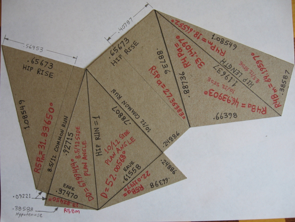 Images of Post Type 3D Models of the Hip Rafter Side Cut Angles