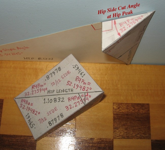 Images of Tetrahedra extracted from the Post Type 3D Model of the Hip Rafter Side Cut Angles