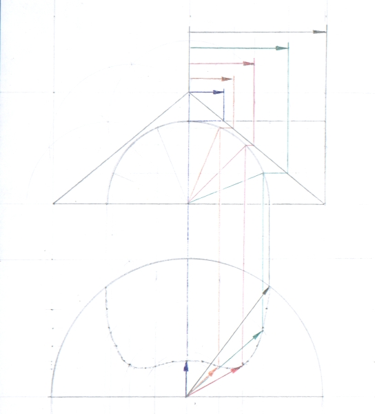 Drawings and Models of Circular Arch intersection with Cone